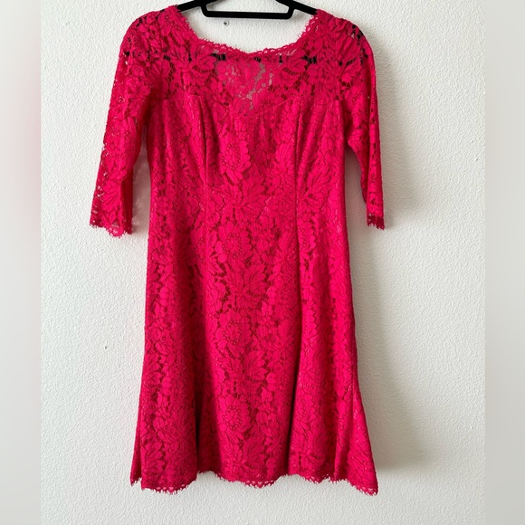 Eliza J | Dresses | Eliza J Tulip Scalloped Lace Overlay Fuschia Pink ...
